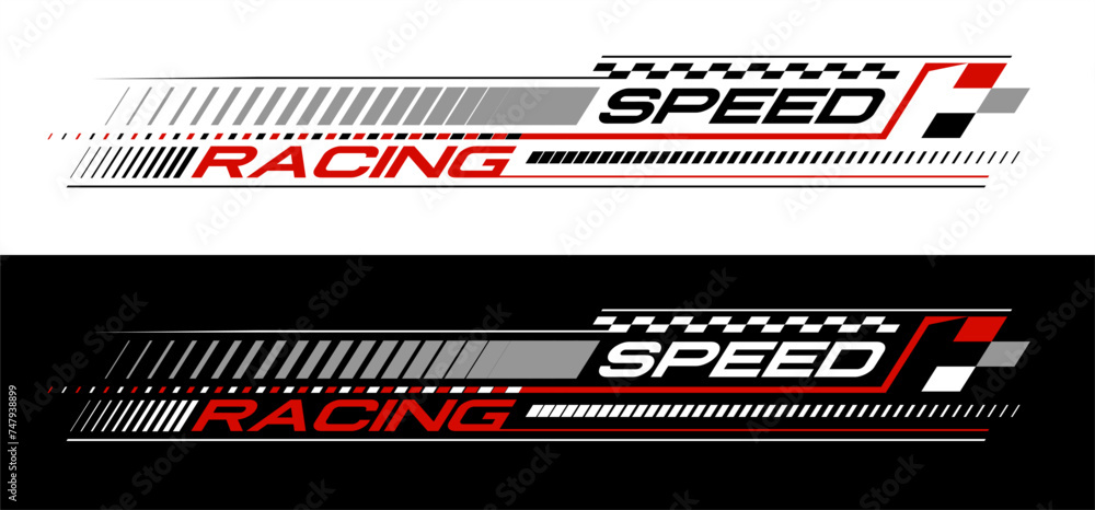 Racing stripes geometric lines design racing car hood sticker, dynamic ...