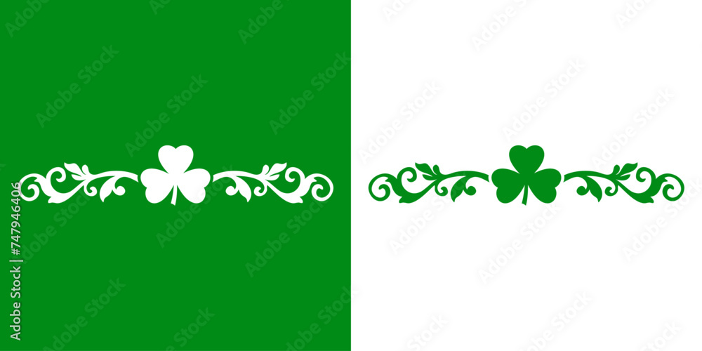 Día de San Patricio. Logo con silueta de trébol con ornamento floral ...
