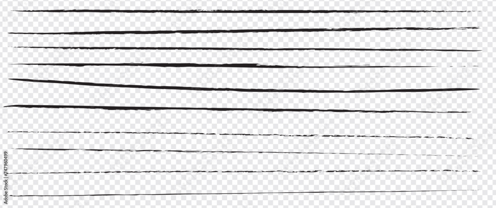 Strikethrough lines collection. Set of hand drawn freehand emphasis ...