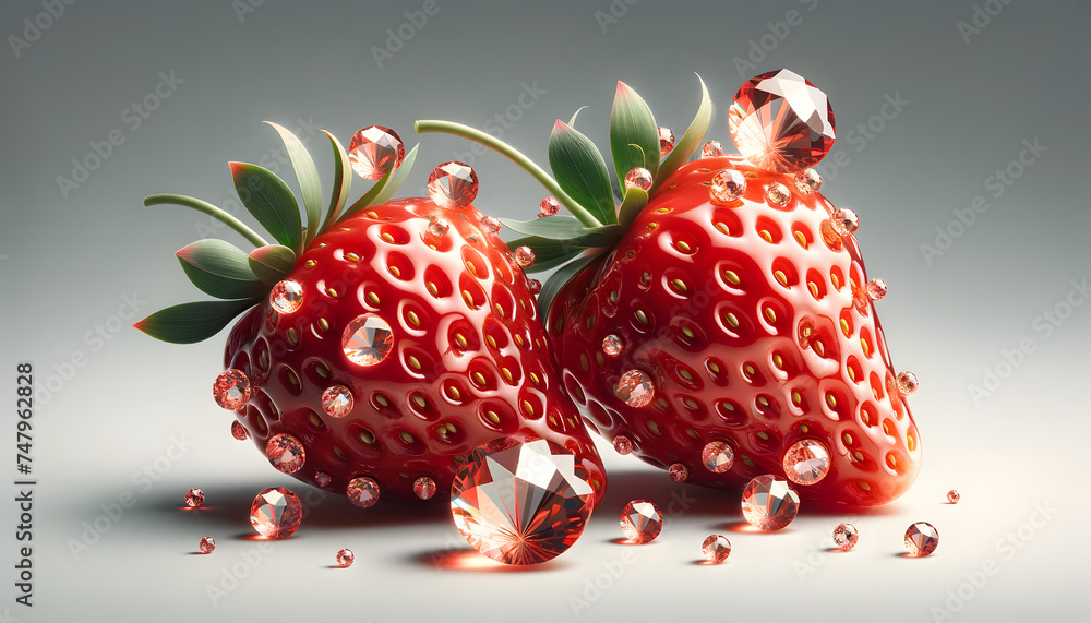 hyperrealistic strawberries embellished with Swarovski crystals. The ...