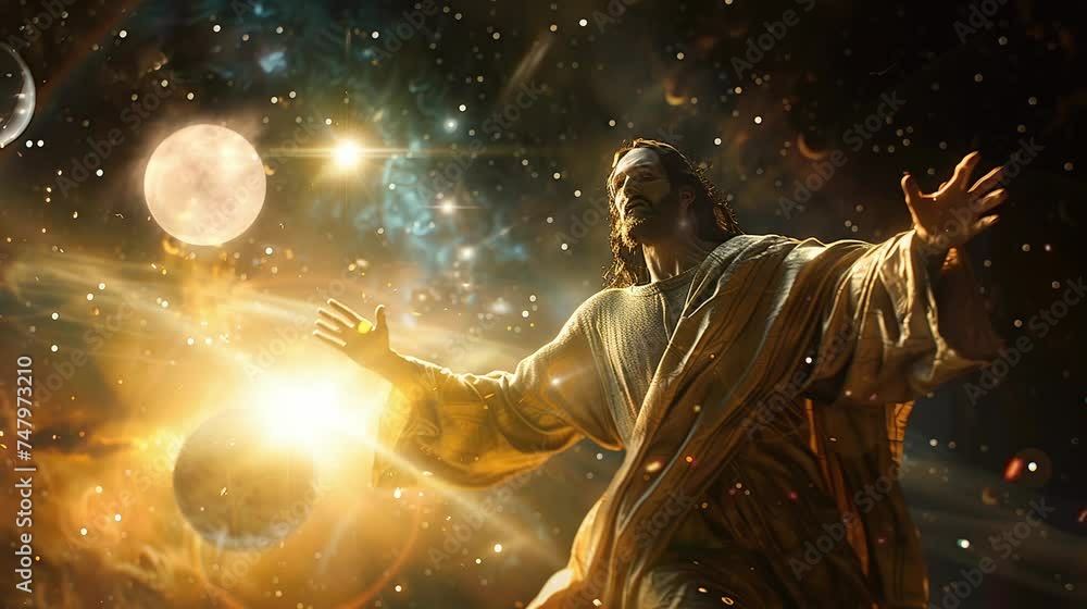 Vidéo Stock God Jesus created the solar system and its contents which ...