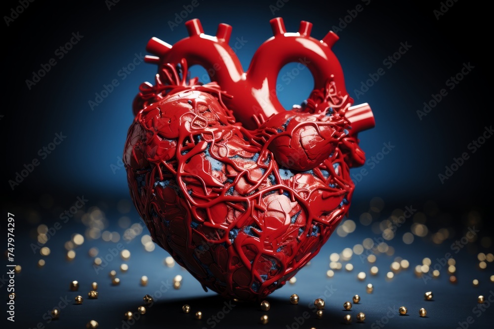 AI-generated illustration of the human cardiovascular system, showing ...