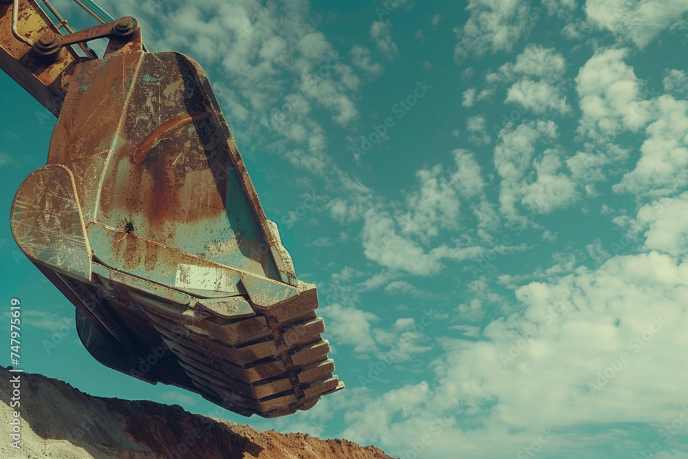 focusing on the functionality of an excavator bucket as it maneuvers ...