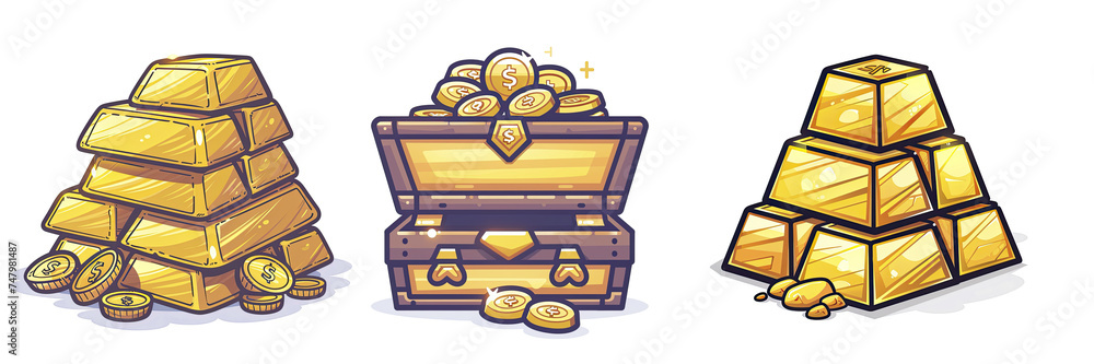 Treasure Gold Cartoon , Isolated Transparent Background Images Stock ...