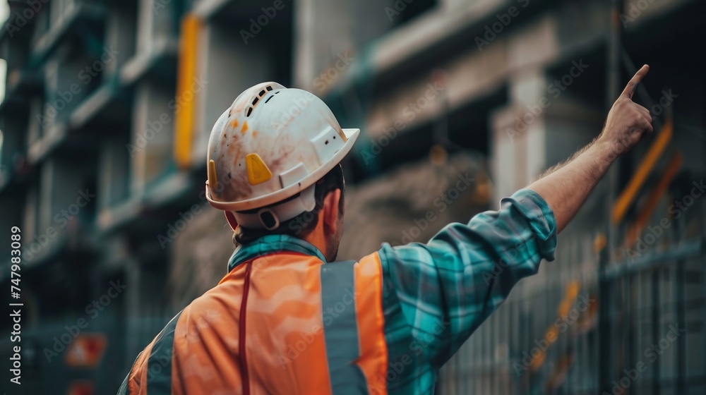 Construction Worker Highlighting Safety Protocols - A construction ...