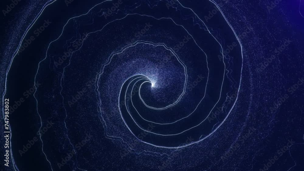 Circular motion blue abstract vortex made from glowing particles in ...