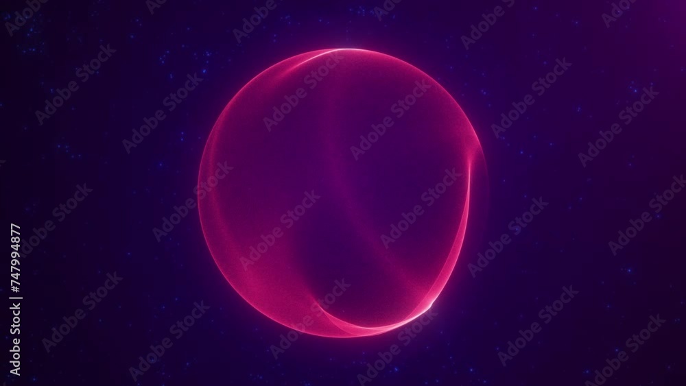Abstract round red sphere, shimmering with bright magical waves of ...