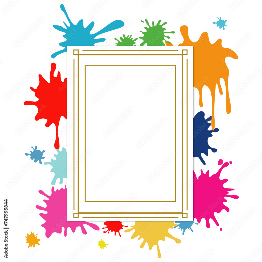 Rainbow paint splash frame, Frame on splash color, colourful watercolor ...