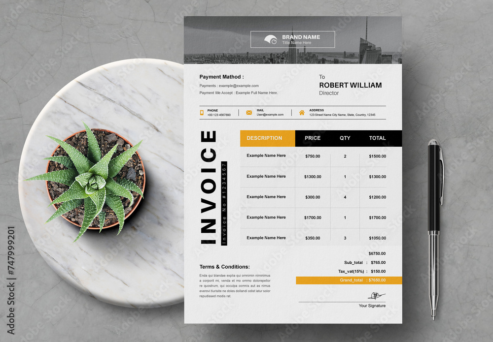 Invoice Template Layout Stock Template | Adobe Stock