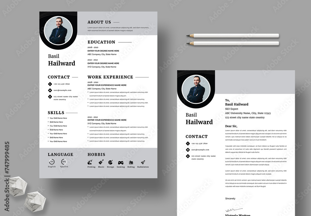 Resume Template Layout Stock Template | Adobe Stock