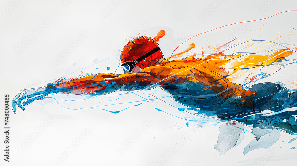 Color illustration: a swimmer at an Olympic competition. Stock ...