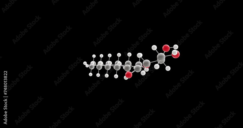 Monolaurin molecule, rotating 3D model of monoglyceride, looped video ...