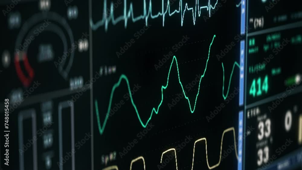 Operating Room Equipment Monitoring Stable Breath And Pulse Of Patient ...