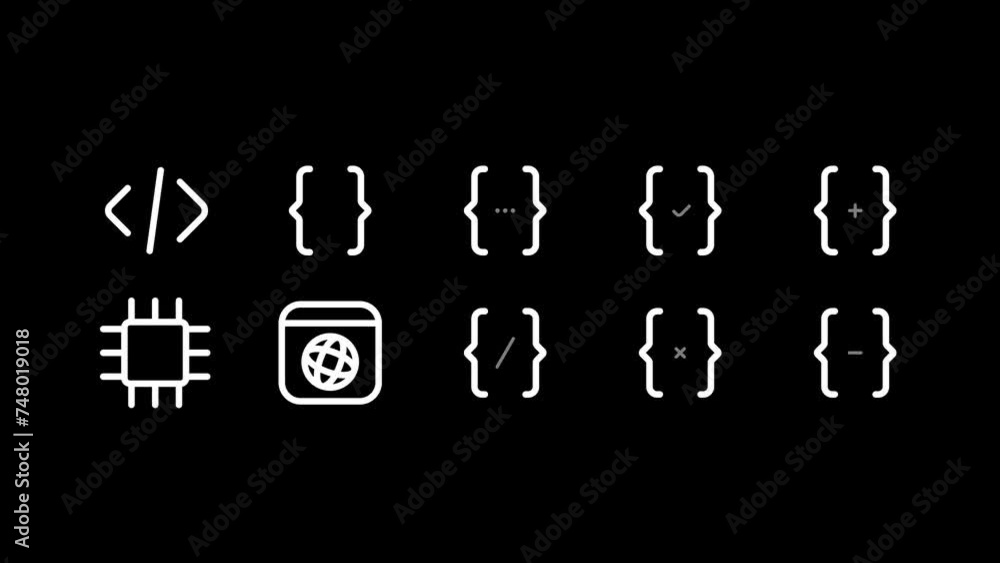 Vidéo Stock Animated Development icons. code Database dataflow github ...