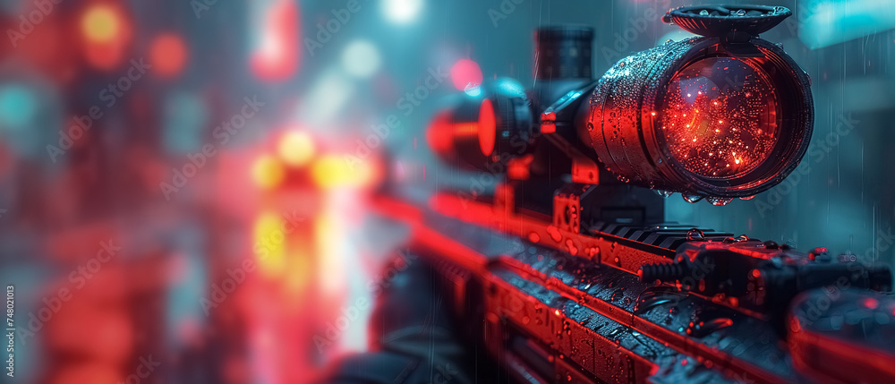 Sniper style RPG shooting game engine close up, Game content background ...