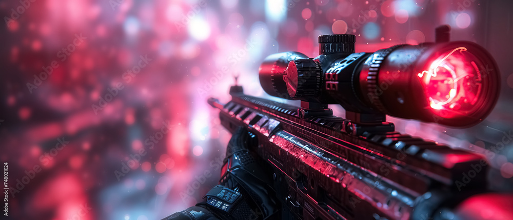 Sniper style RPG shooting game engine close up, Game content background ...