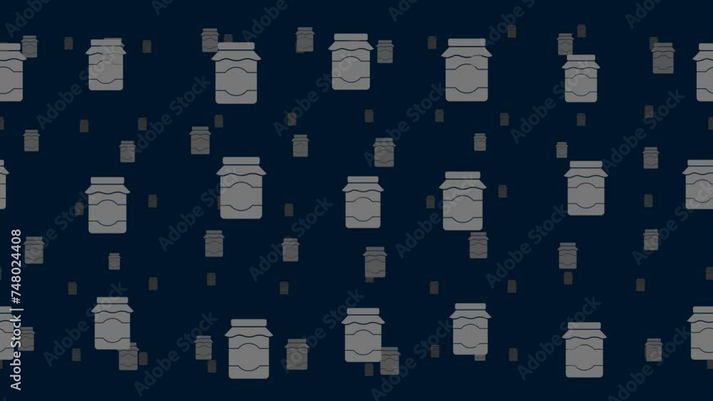 Jar of jam symbols float horizontally from left to right. Parallax fly ...