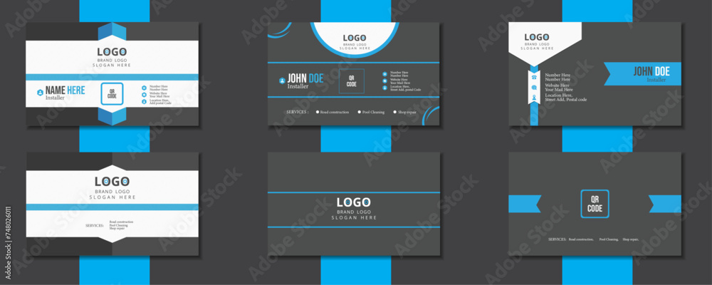 3 sets Modern professional business card layout design with black ...