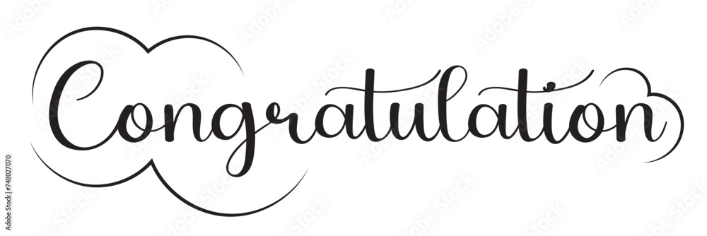 Cursive Typographic Template of Congratulations. Beautiful Calligraphy ...