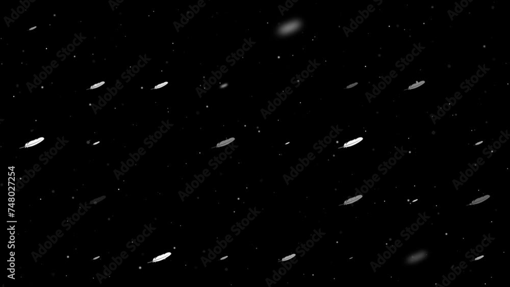 Template animation of evenly spaced feather symbols of different sizes ...