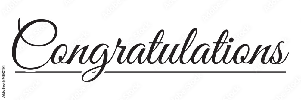 Cursive Typographic Template of Congratulations. Beautiful Calligraphy ...