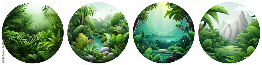 Jungle clipart collection, vector, icons isolated on transparent ...