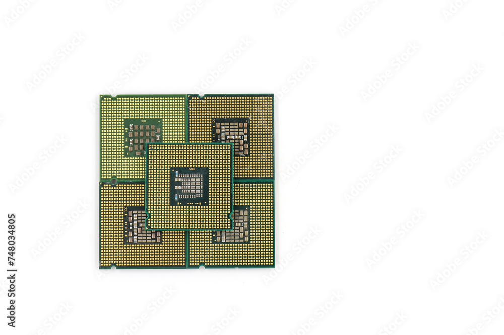 CPU isolated on a white background. CPU for a laptop. Set of RAM and ...