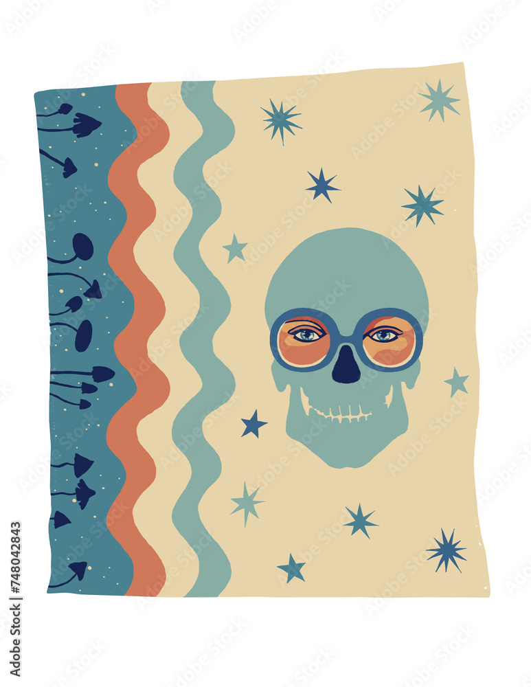 A ready-made isolated printed poster composed of hand-drawn psilocybin ...