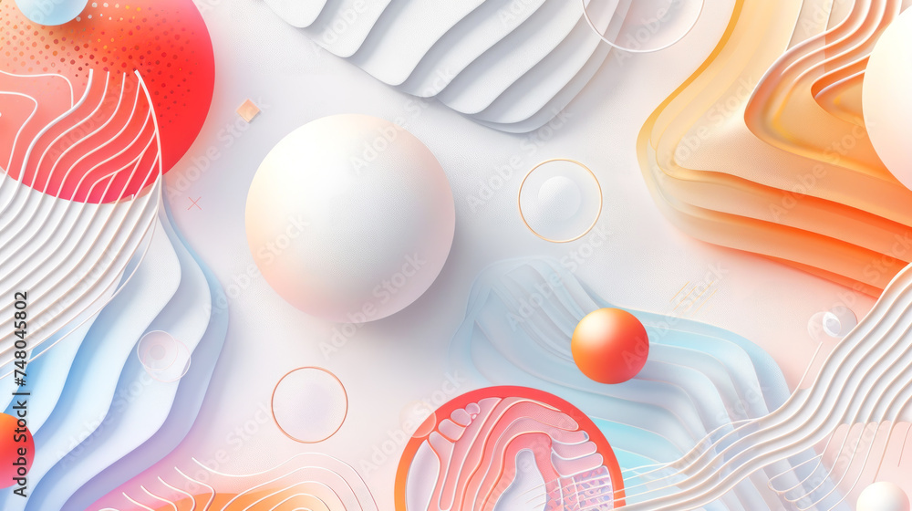 Modern Pattern of Abstract 3D Shapes and Gradients on a Light ...