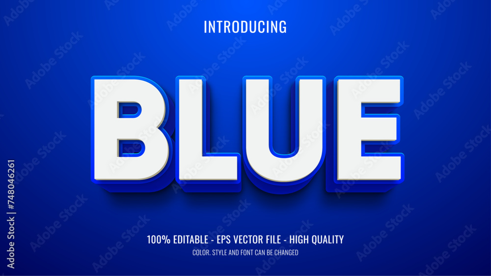 Editable blue text effect with 3d style Stock Vector | Adobe Stock