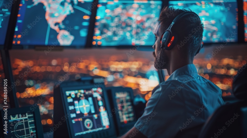 Air traffic controllers monitor and direct airport operations from the ...