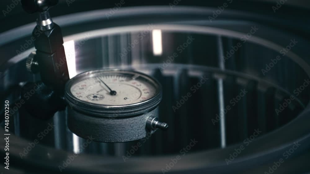 Indicator at the Rotating CNC Machine, Steel Equipment, Arrow. The ...