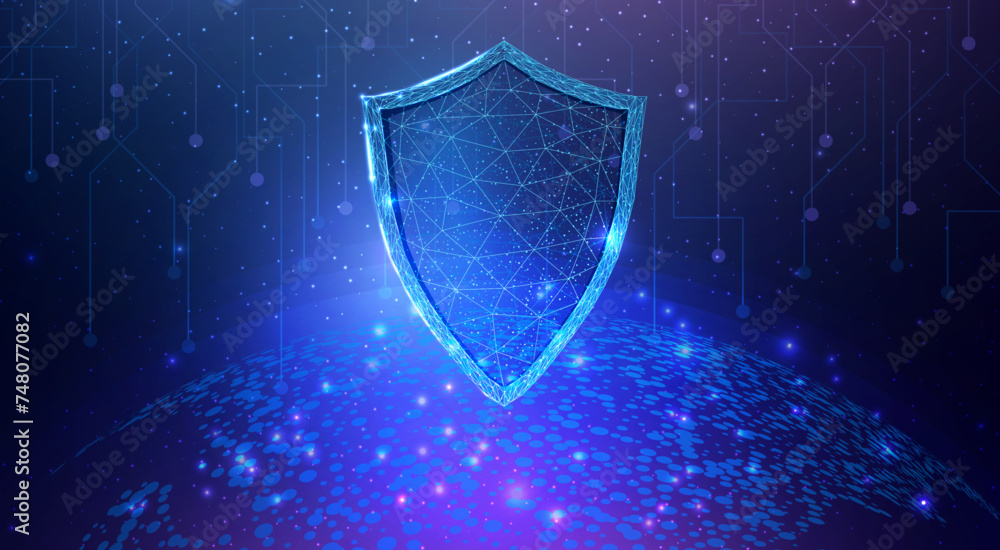 World globalization internet and technology, cyber security. Futuristic ...