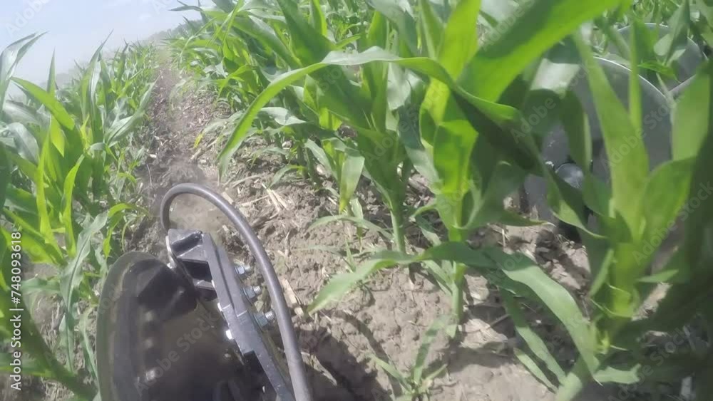 Tractor Fertilizing Corn. Tractor Fertilizing Footage. Aerial View of ...