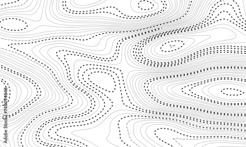 Wave topographic doted lines contour map, topographic wavy map dot line ...