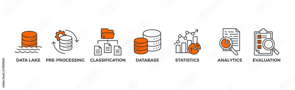 Data engineering banner web icon glyph silhouette with icon of data ...