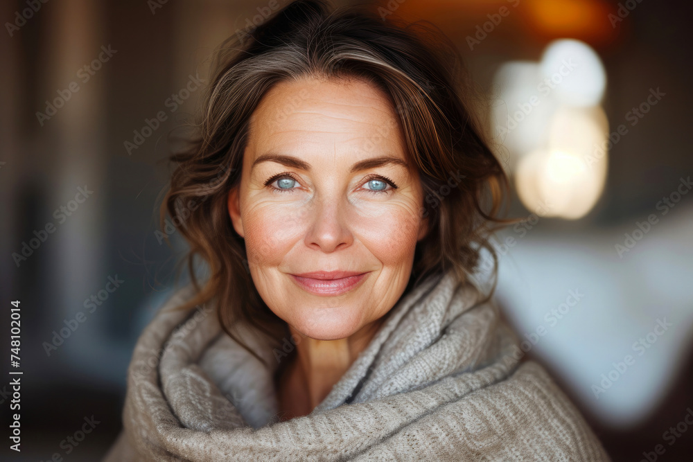 Beautiful middle-aged woman 50-55 years old. Portrait. Natural beauty ...