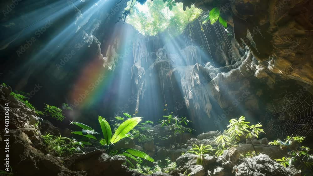 Cave in the jungle, background, seamless looping, animation video ...