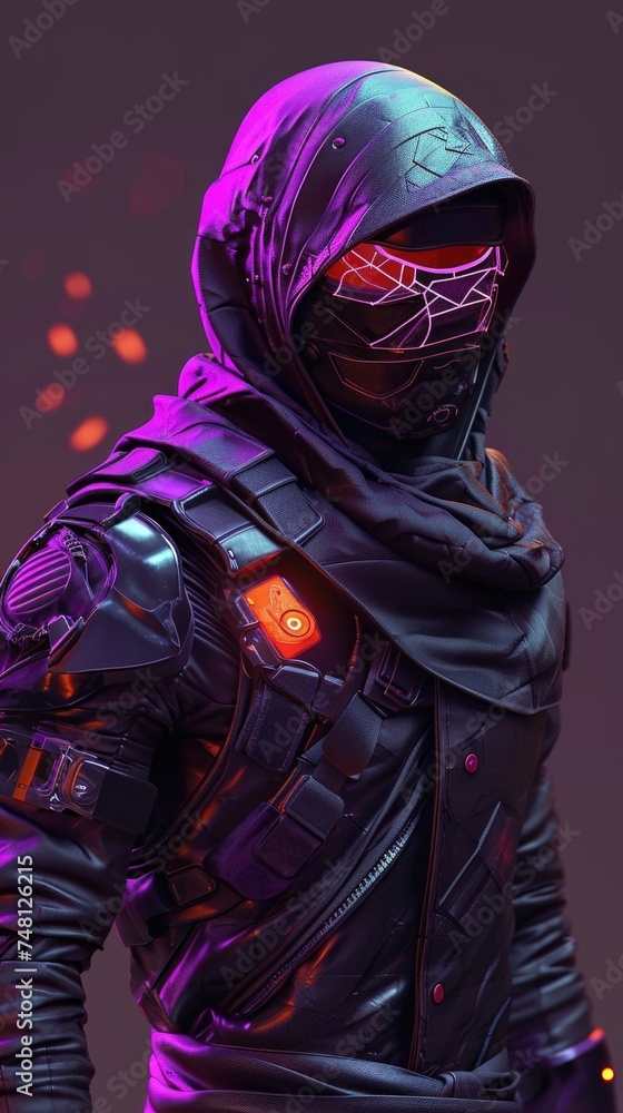 Cartoon digital avatars of Cyber Monk A stealthy ninjalike monk with a ...