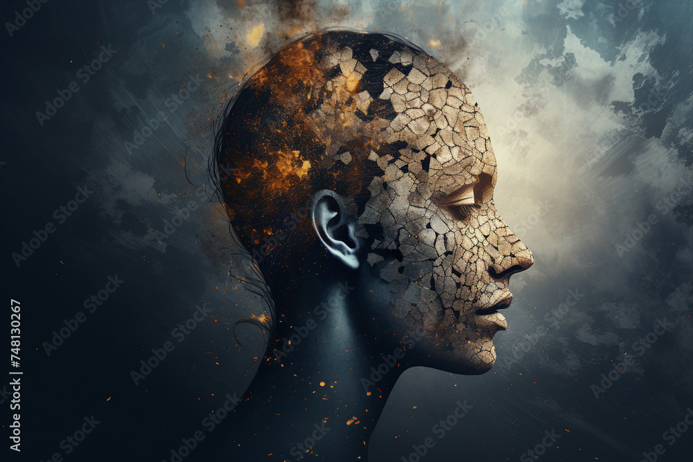 Human face symbolizes psychological instability anxiety and bipolar ...