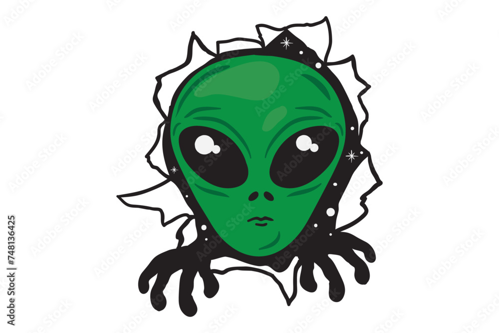 cute alien, alien head, alien face, martian, sci fi, outer space set ...