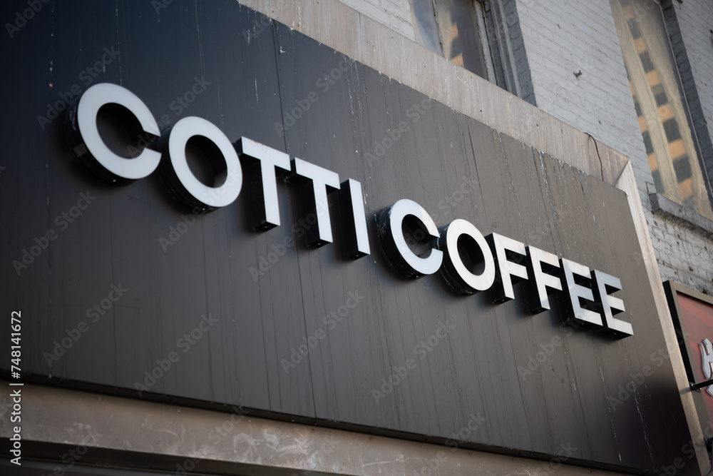 exterior facade and sign of COTTI COFFEE, a coffee shop, located at 374 ...