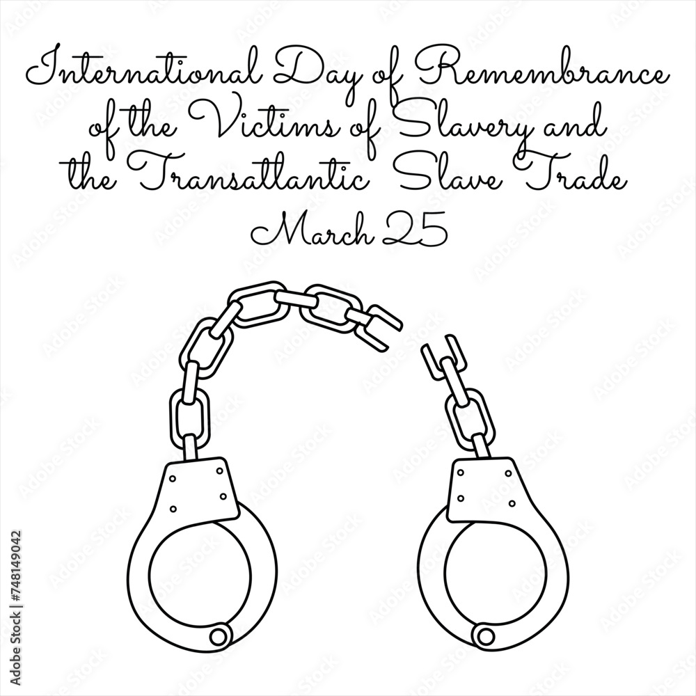 line art of International Day of Remembrance of the Victims of Slavery ...