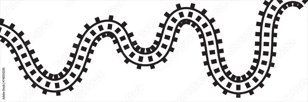 Vector illustration of curved railroad isolated on white background ...