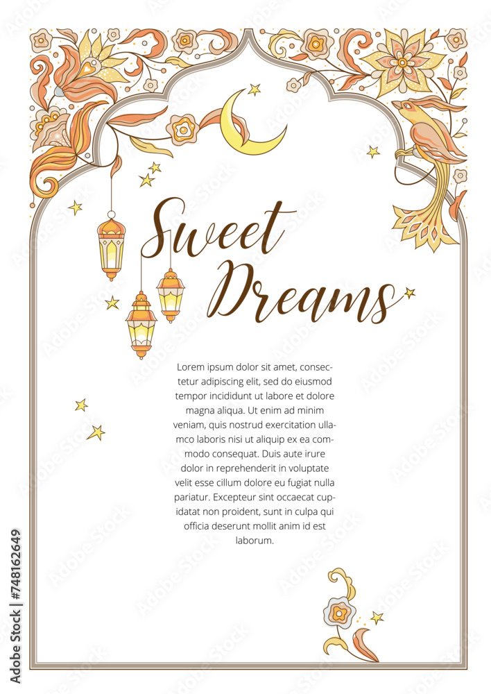 Vector floral frame, border, arabesque, floral pattern for design ...