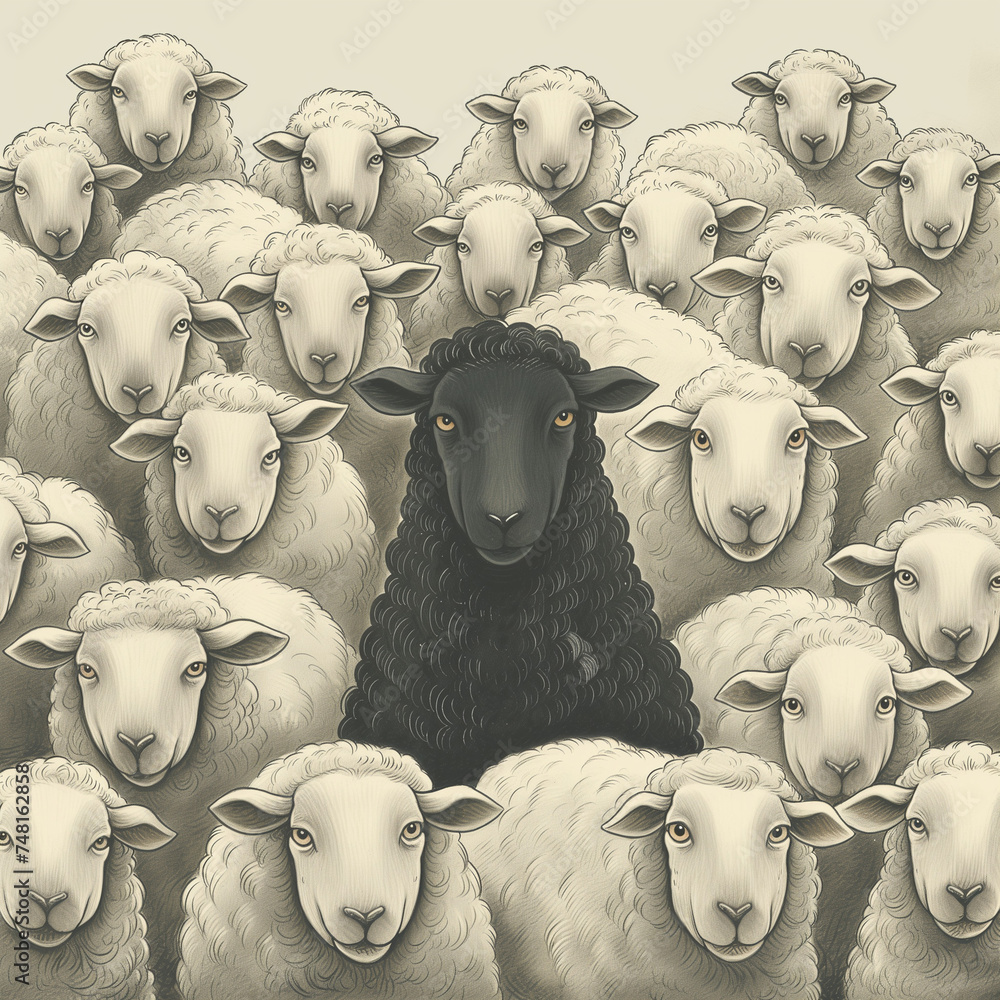 Being the black sheep Stock Illustration | Adobe Stock