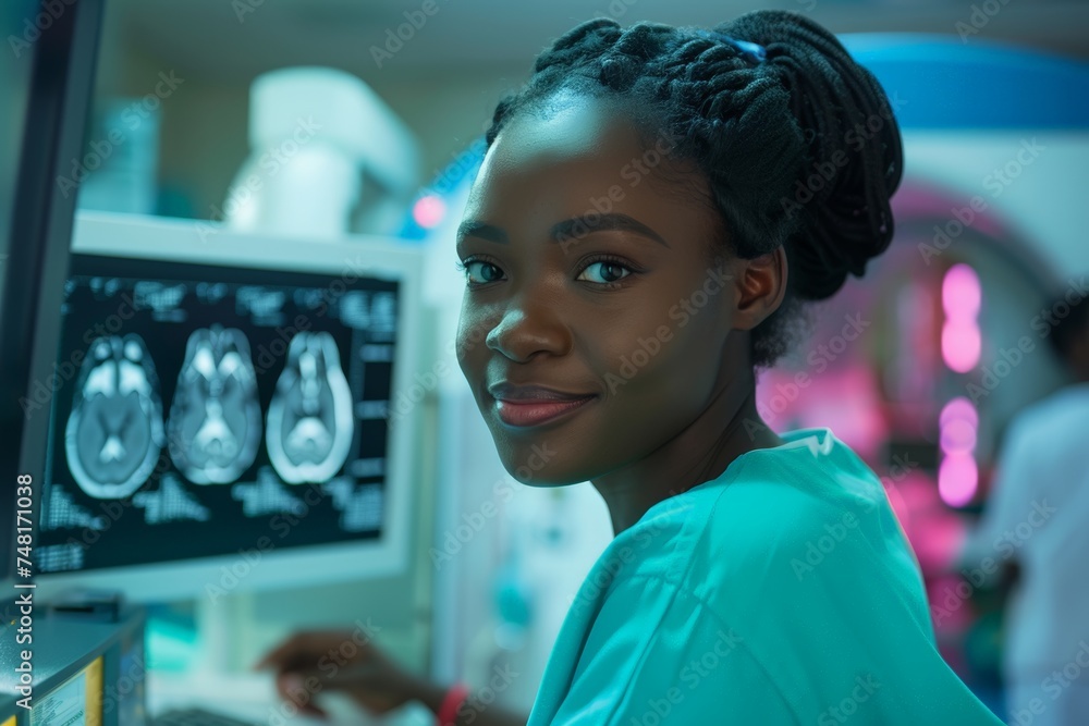 Radiant medical professional by MRI scans, her confident smile ...