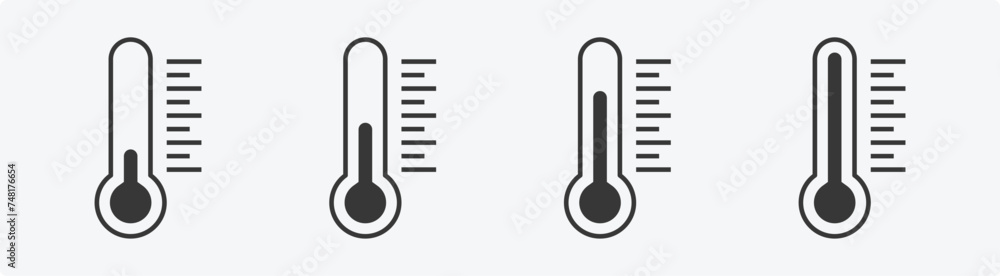 Thermometer icon set, Weather Sign. Temperature Scale Symbol, Different ...