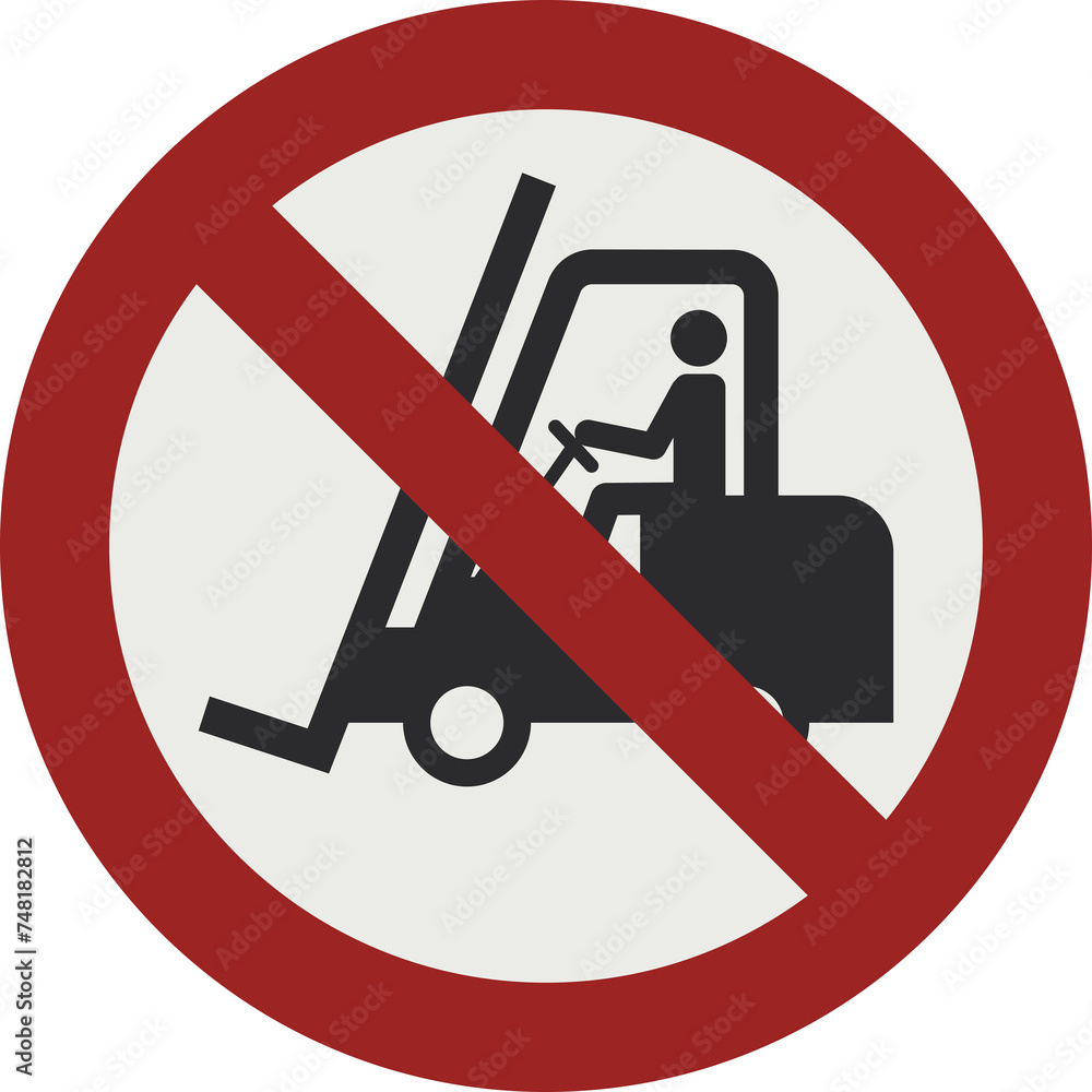 Poster PROHIBITION SIGN PICTOGRAM, No access for forklift trucks and ...