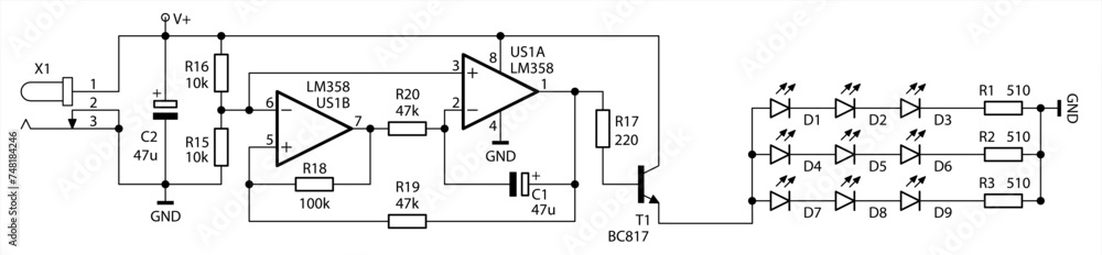 Schematic diagram of electronic device. Vector drawing electrical ...